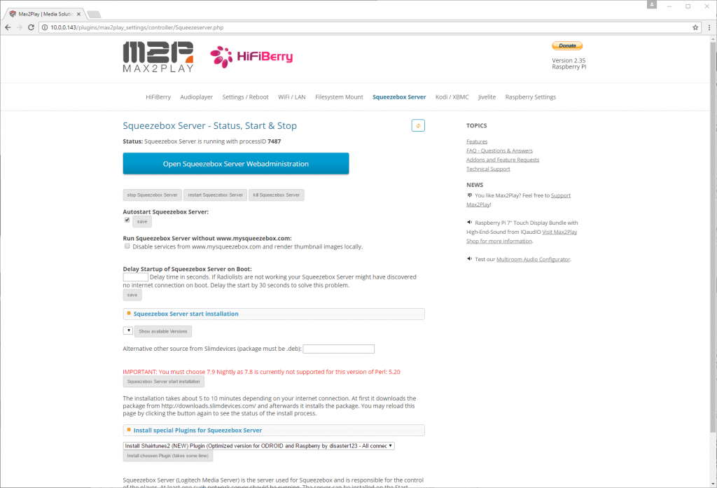 Max2Play installation and configuration | HiFiBerry